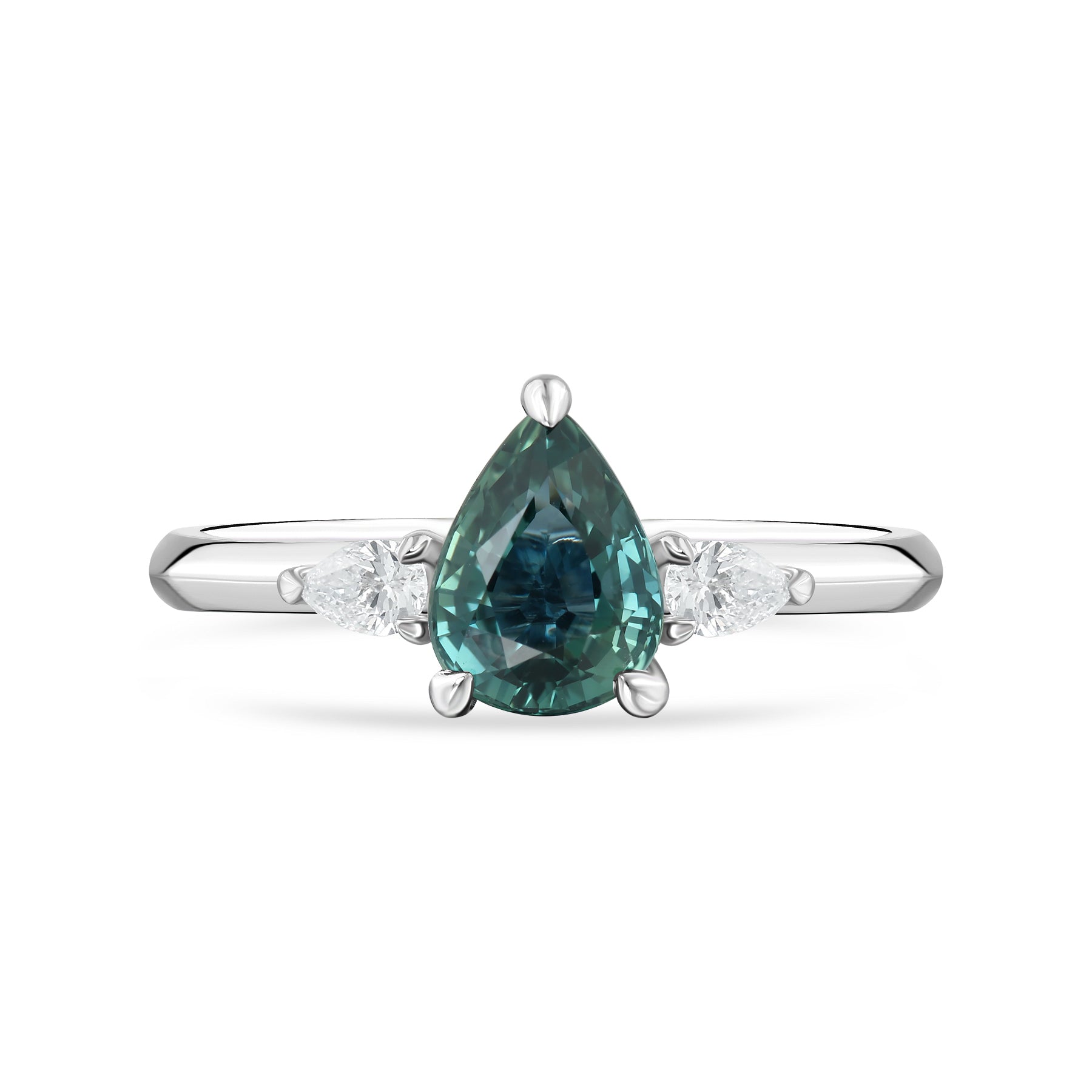 Genevieve Ring: Pear Teal Sapphire | Modern Trilogy Design
