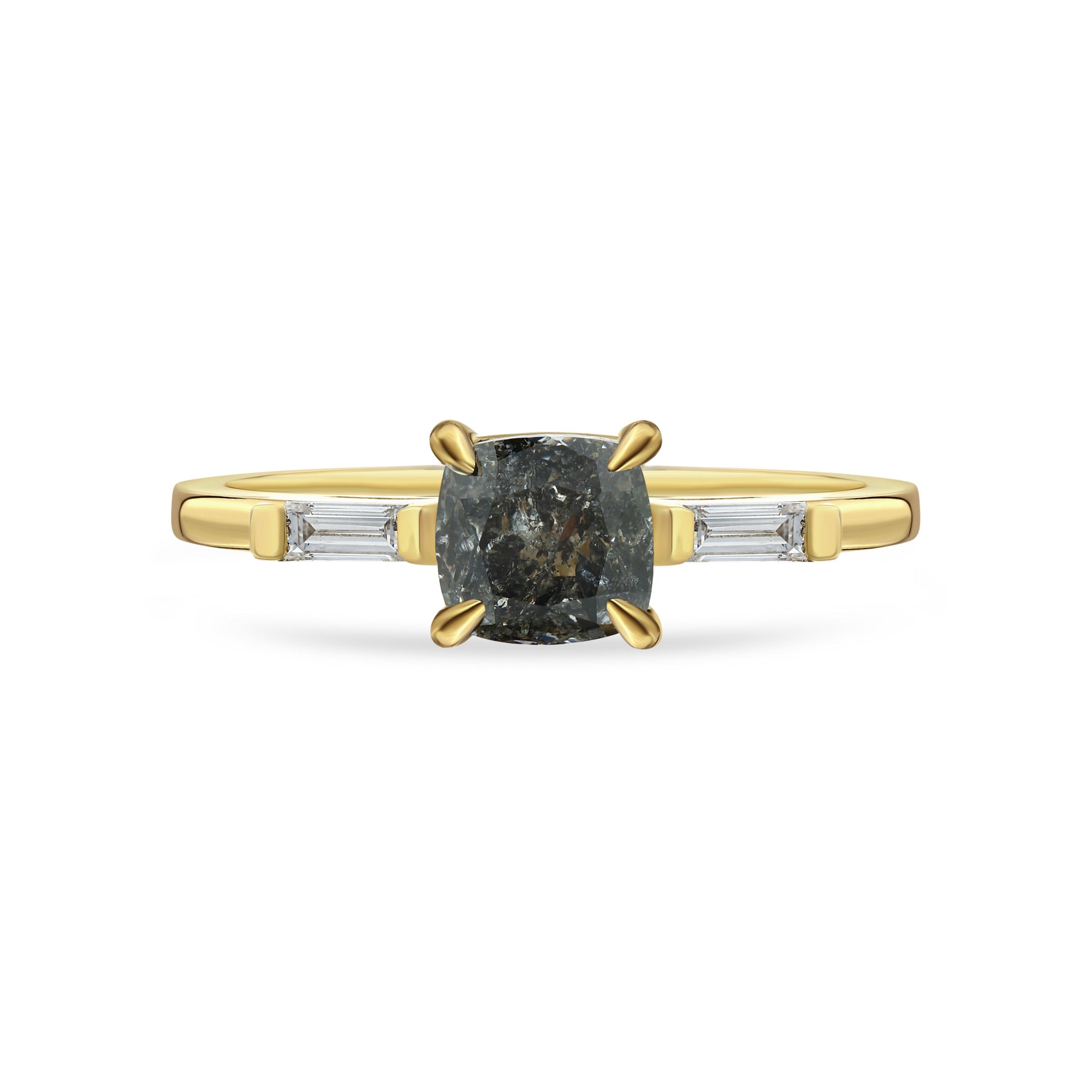 Hawthorn Ring: Cushion Salt & Pepper Diamond | Art Deco Inspired